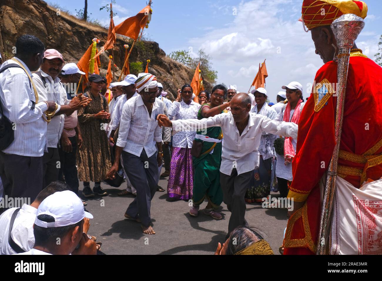 Pune, India 14 July 2023, cheerful Pilgrims at Palkhi, During ...