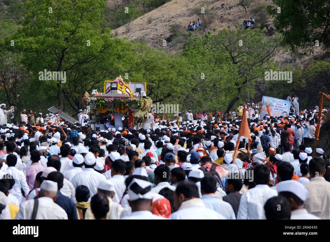 Pune, India 14 July 2023, cheerful Pilgrims at Palkhi, During ...