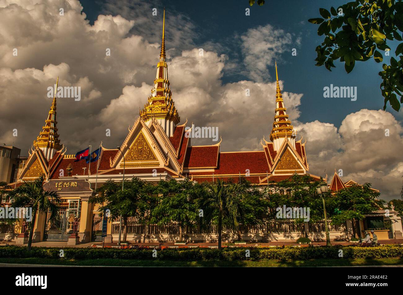 The National Assembly Building during monsoon season. Phnom Penh ...