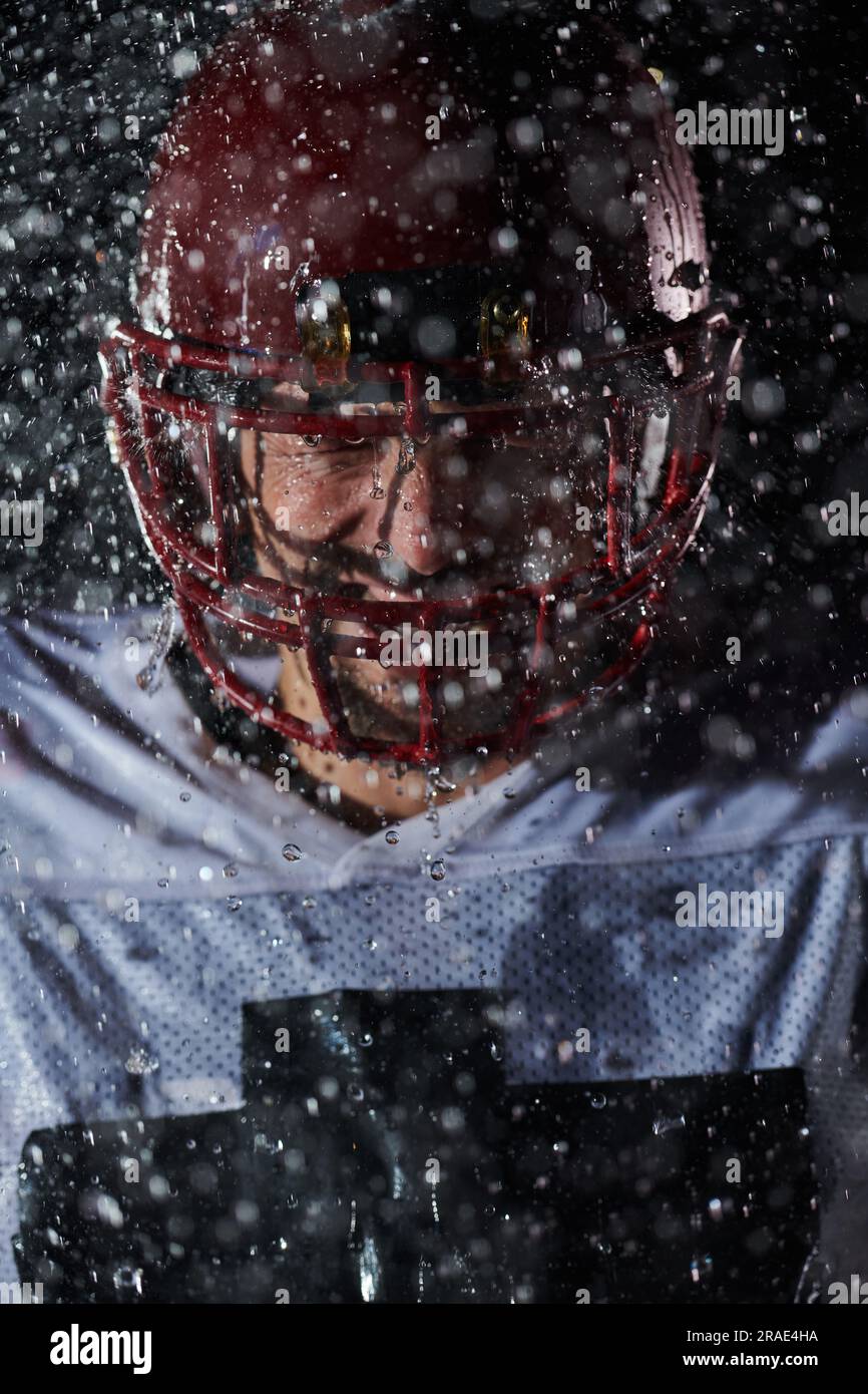 American Football Field: Lonely Athlete Warrior Standing on a Field ...