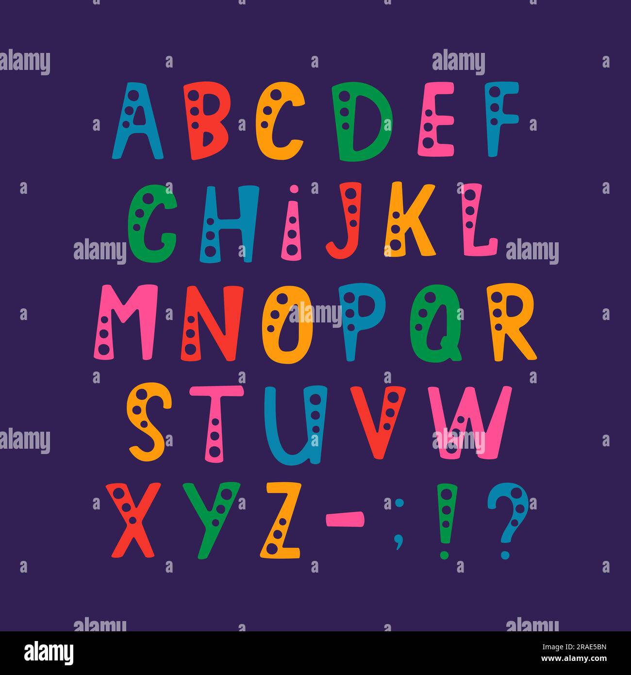Vector set of alphabet letters and punctuation symbols. Objects ...