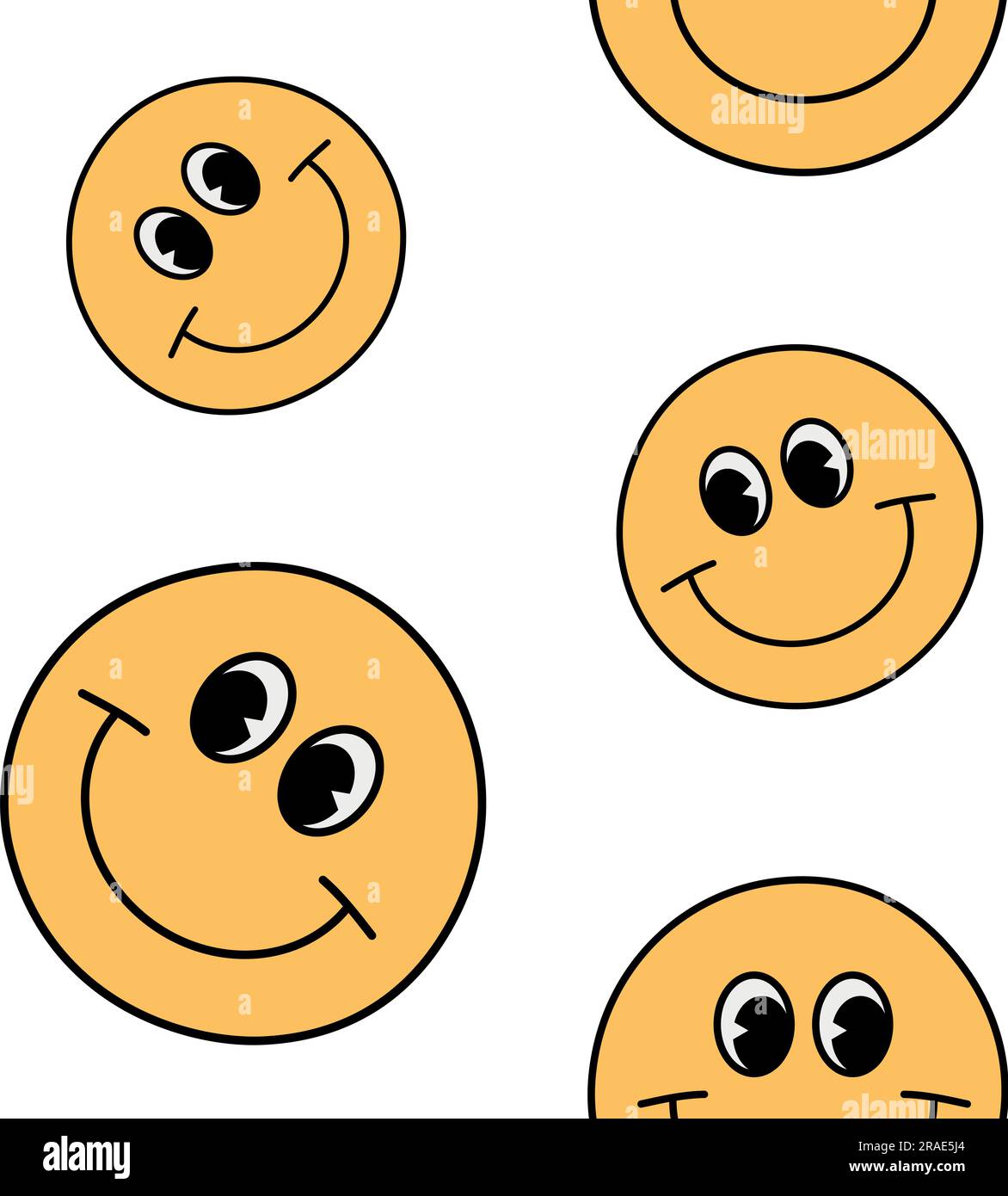 Vector seamless pattern of retro groovy face with smile isolated on ...
