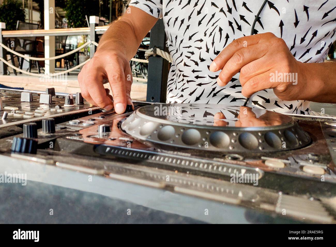 Turkey, Alanya - August 12, 2022: DJ's hands on mixing player close-up ...