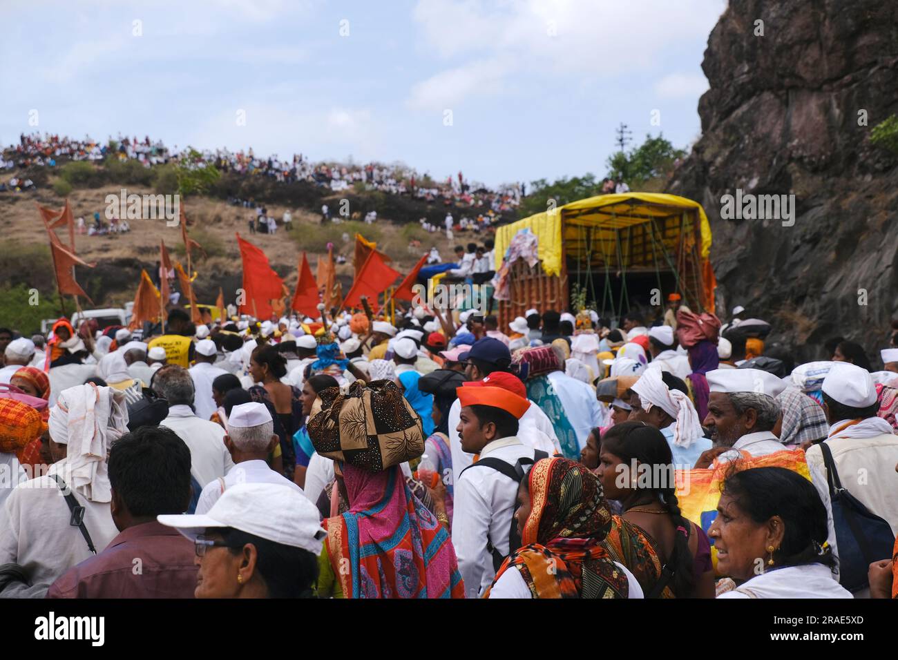 Pune, India 14 July 2023, cheerful Pilgrims at Palkhi, During ...