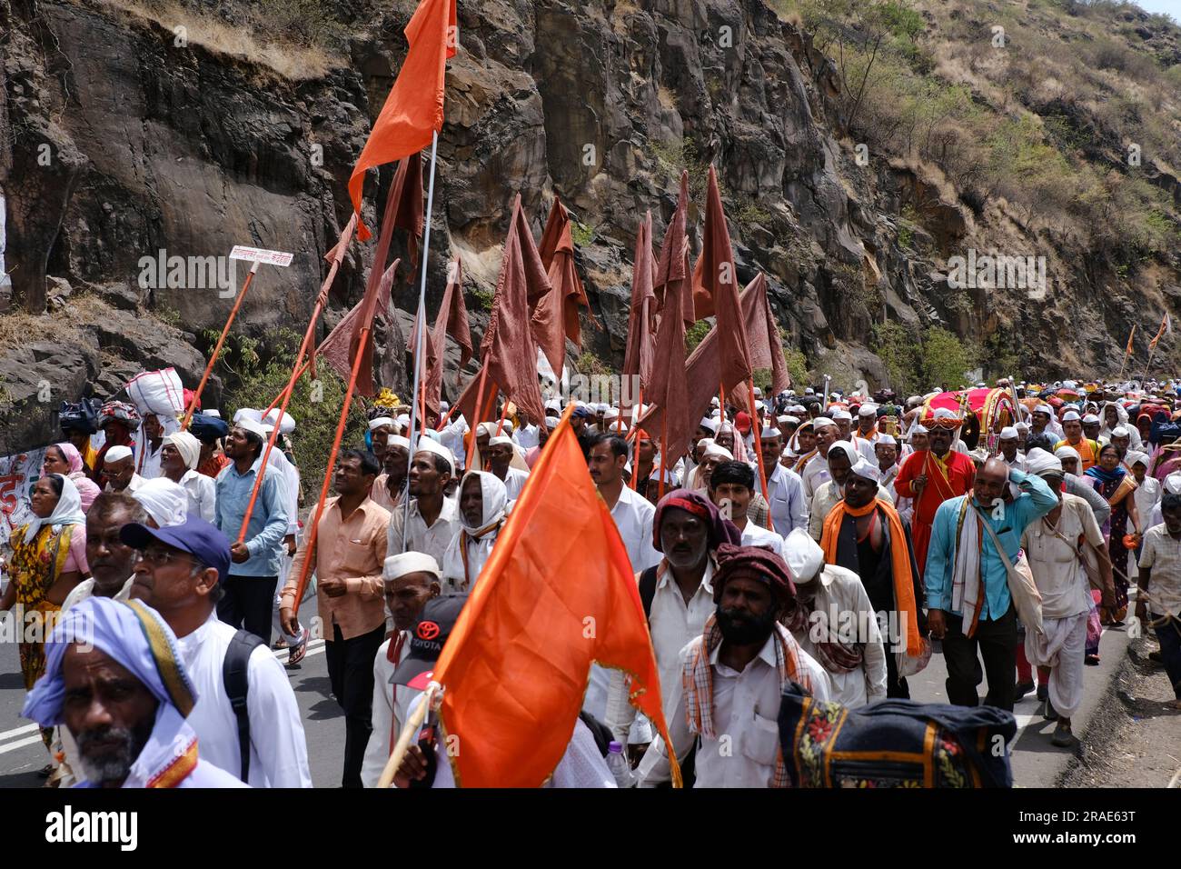 Pune, India 14 July 2023, cheerful Pilgrims at Palkhi, During ...
