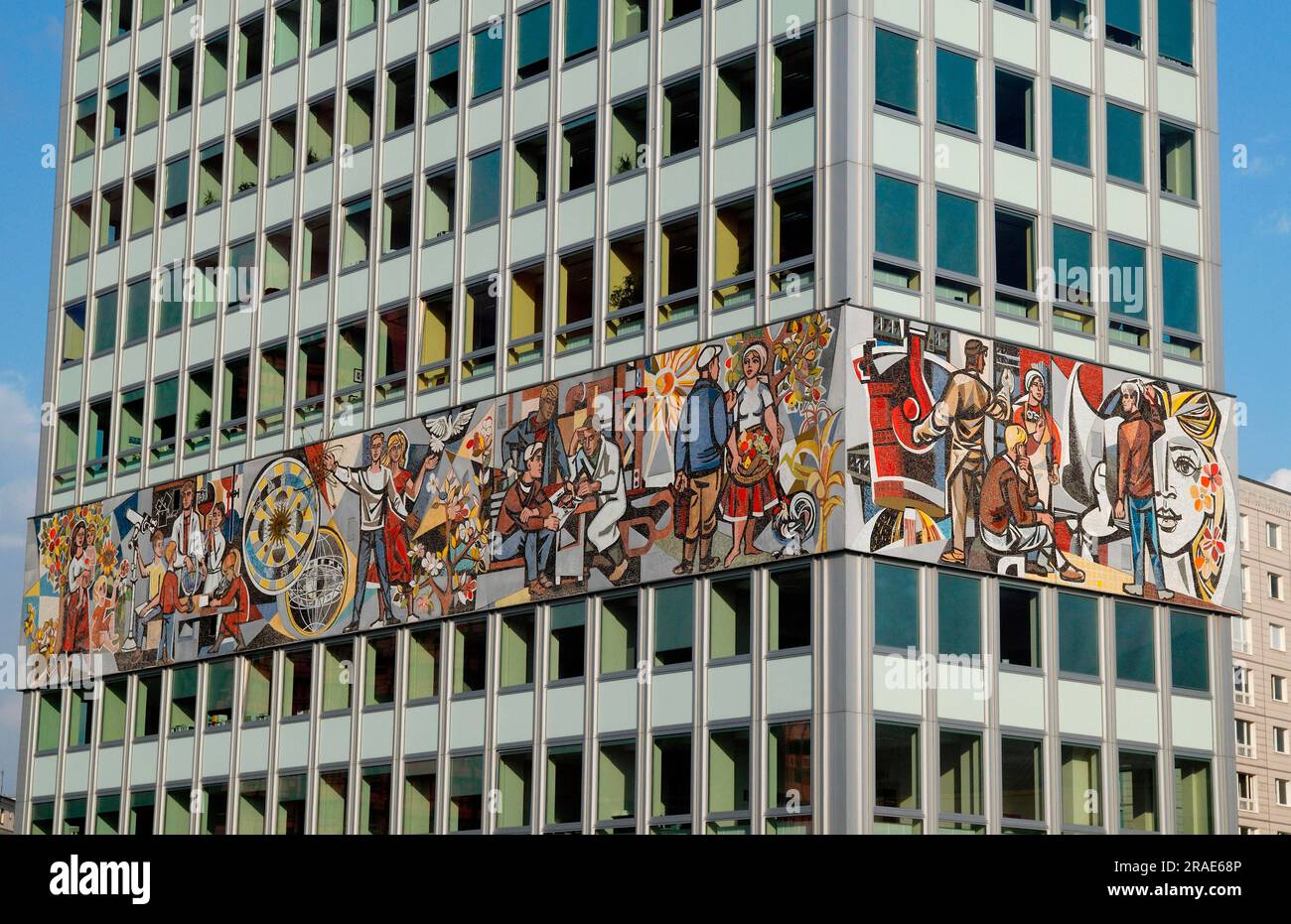 Communist mural, office building, Alexanderplatz, Berlin, Germany Stock ...