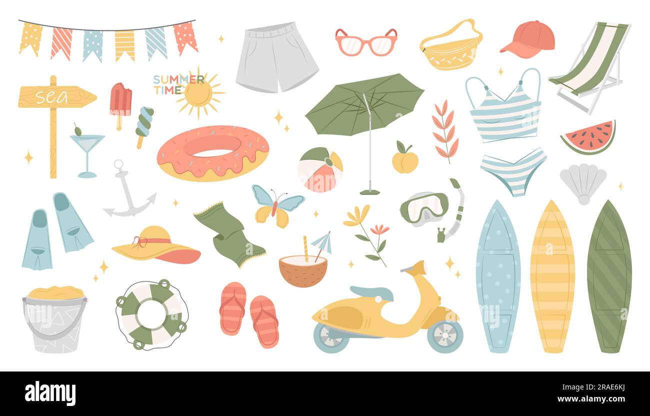 Collection of summer beach elements Stock Vector Image & Art - Alamy