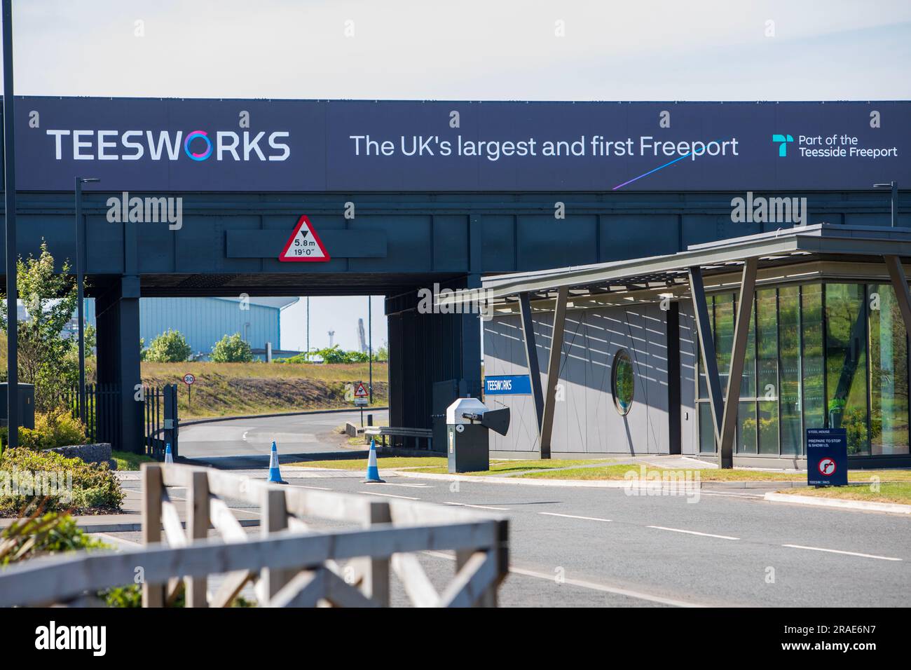 Teesside, North Yorkshire, UK. The entrance to Teesworks. The area is ...
