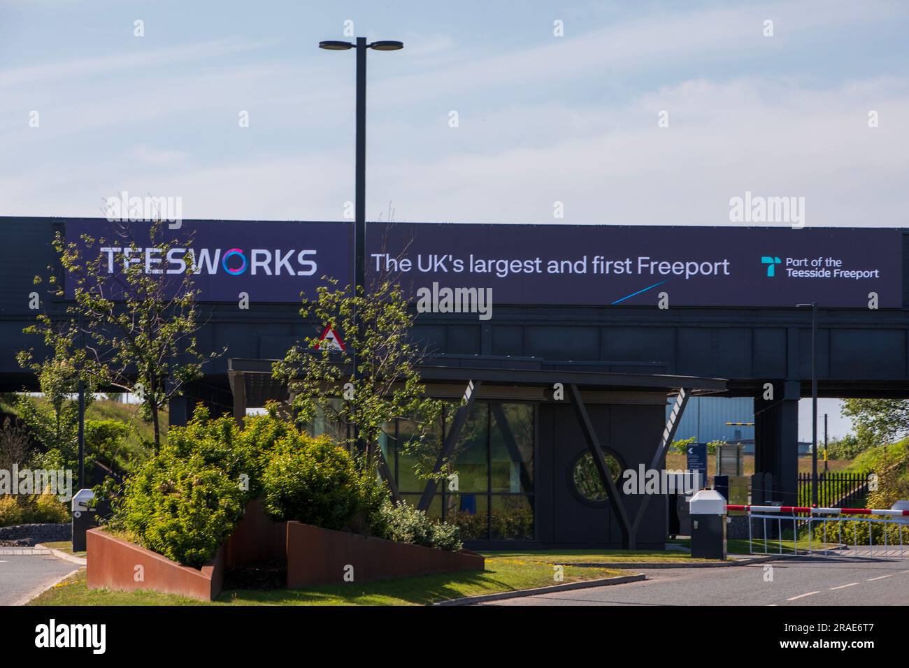 Teesside, North Yorkshire, UK. The entrance to Teesworks. The area is ...