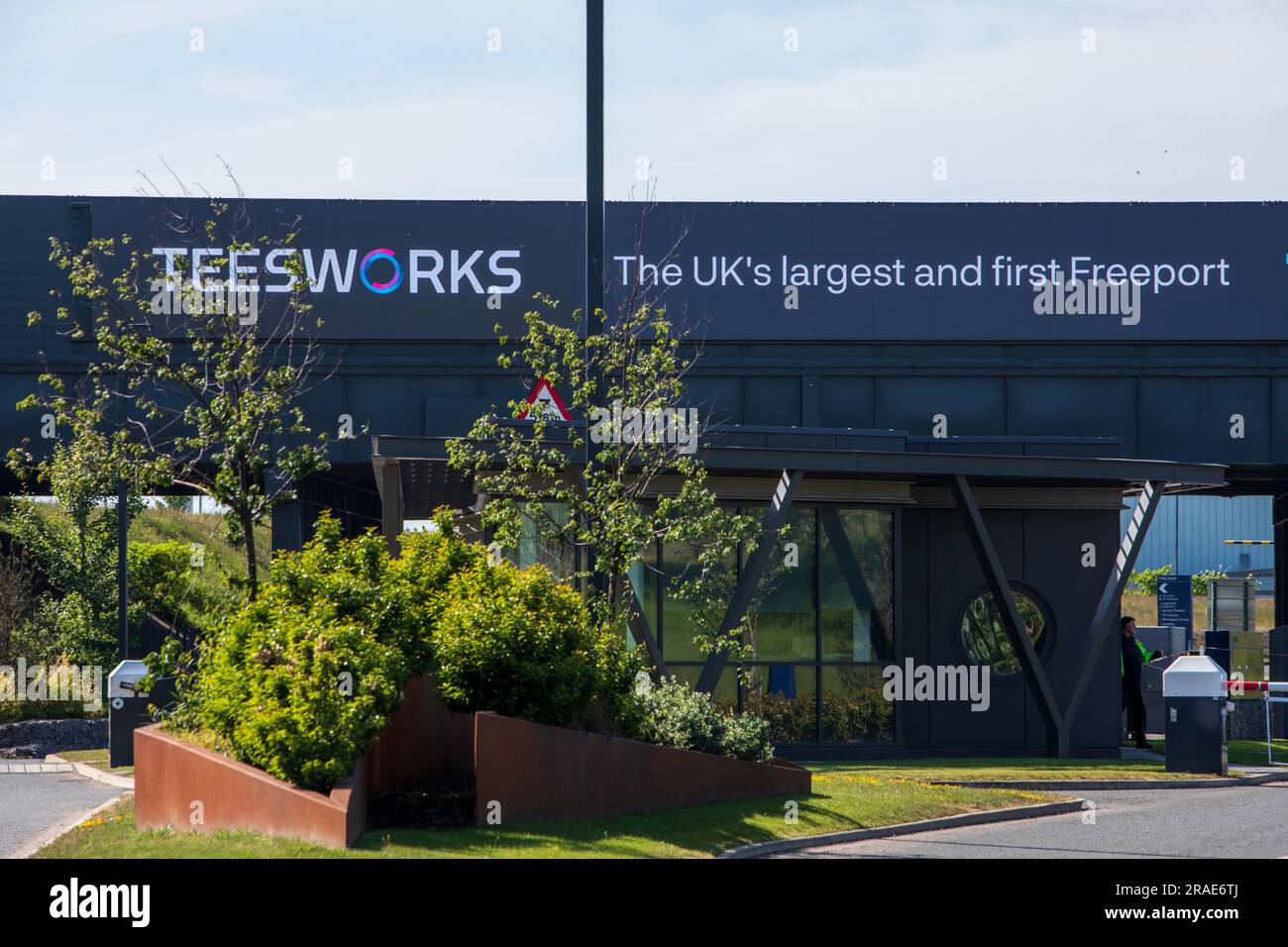 Teesside, North Yorkshire, UK. The entrance to Teesworks. The area is ...