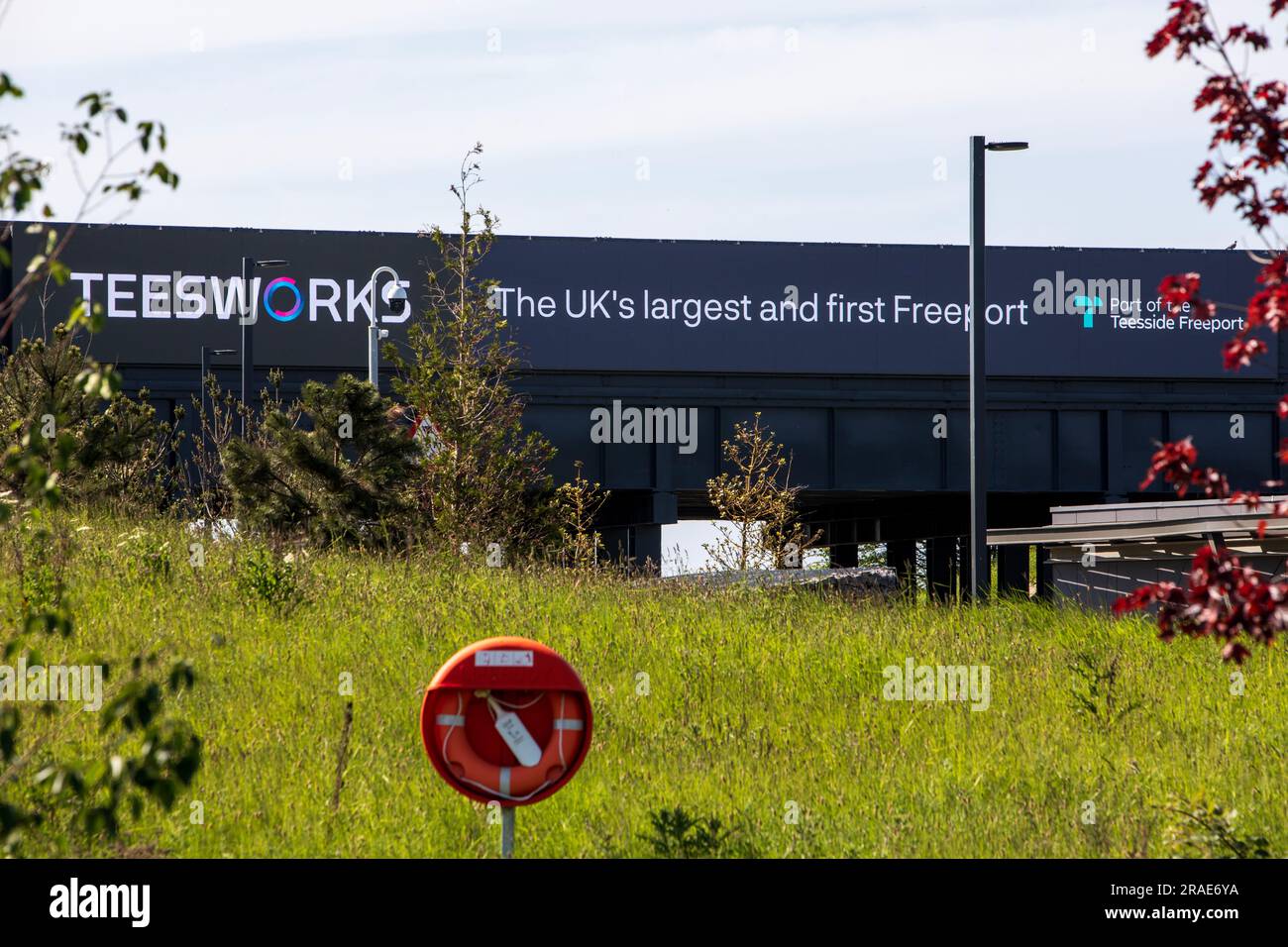 Teesside, North Yorkshire, UK. The entrance to Teesworks. The area is ...