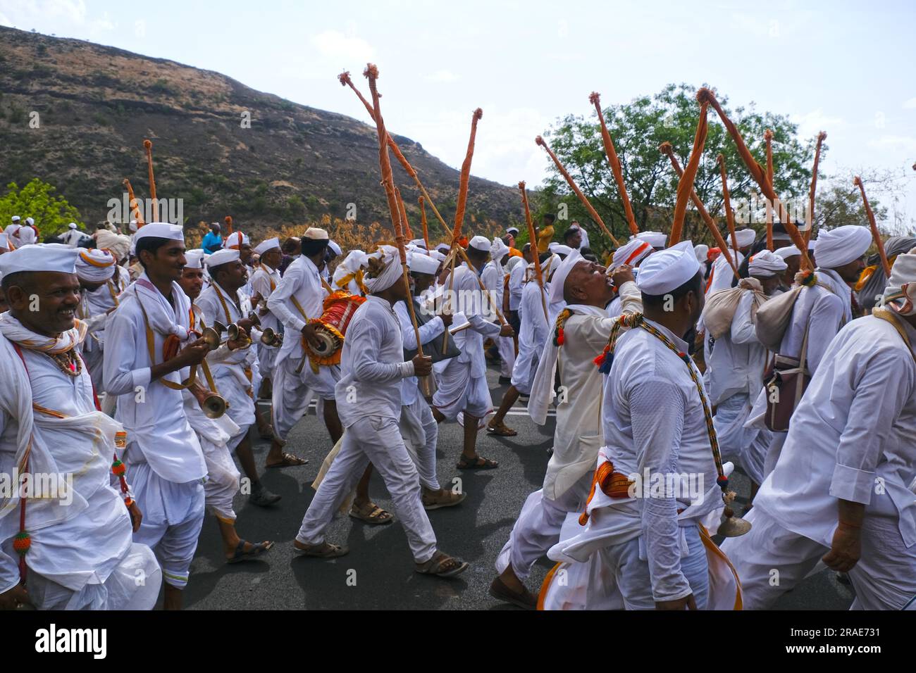 Pune, India 14 July 2023, cheerful Pilgrims at Palkhi, During ...