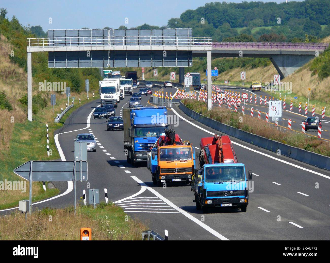 Heavy traffic, A 8 motorway near Pforzheim, north, lorries, traffic ...