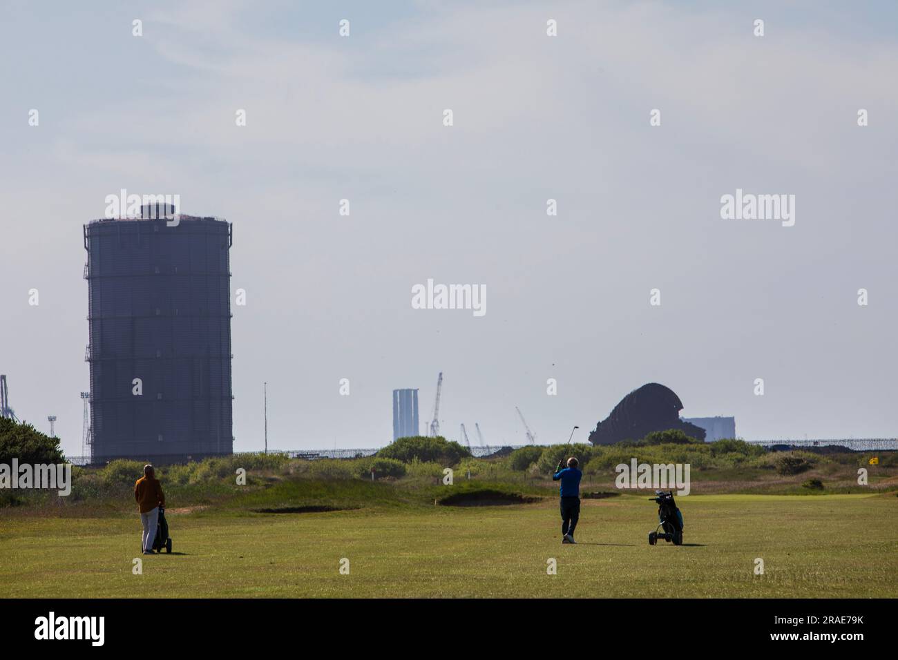 Teesside, North Yorkshire, UK. The Cleveland links golfcourse which ...