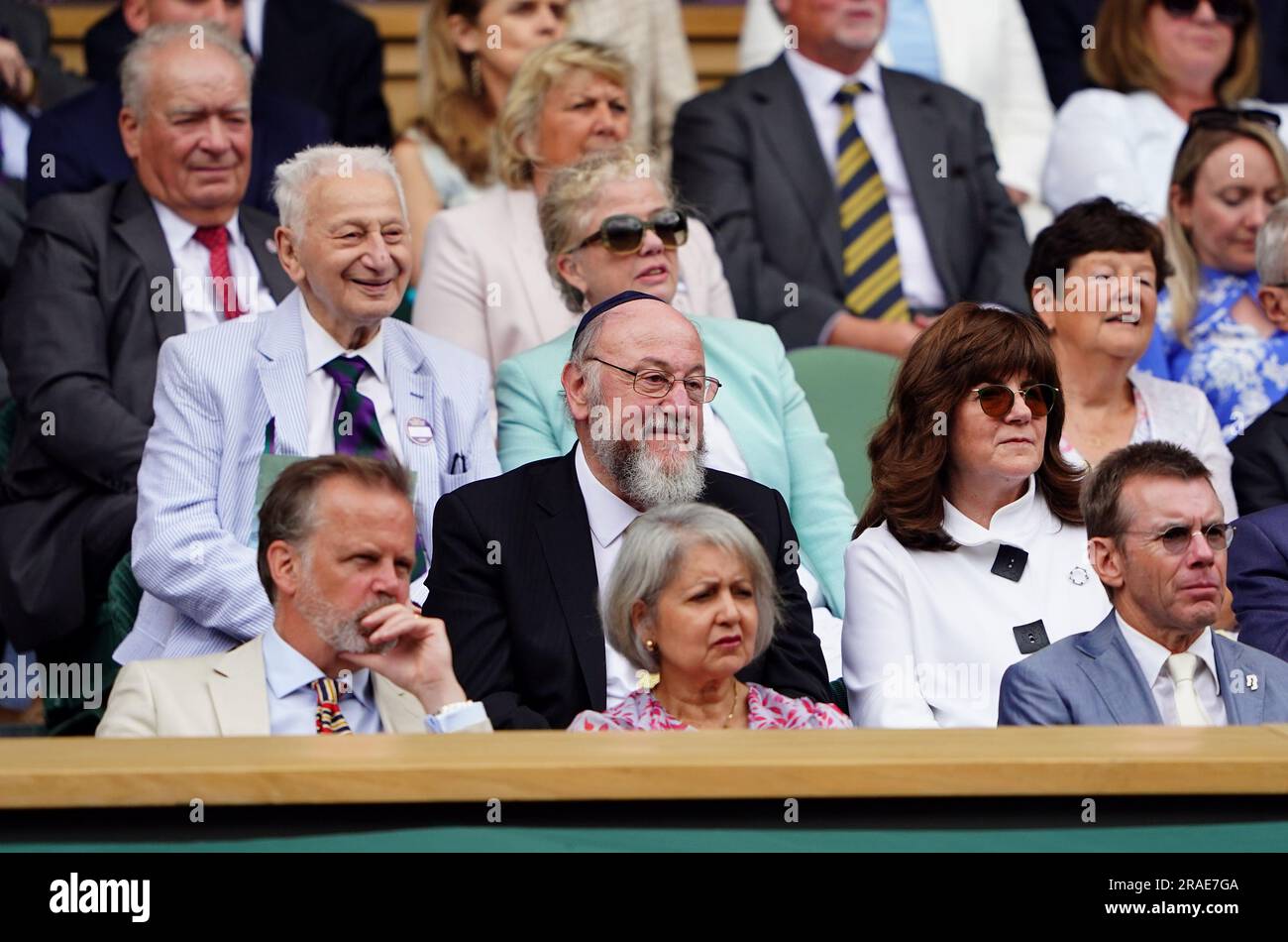 Sir Ephraim Mirvis in the royal box of centre court on day one of the ...
