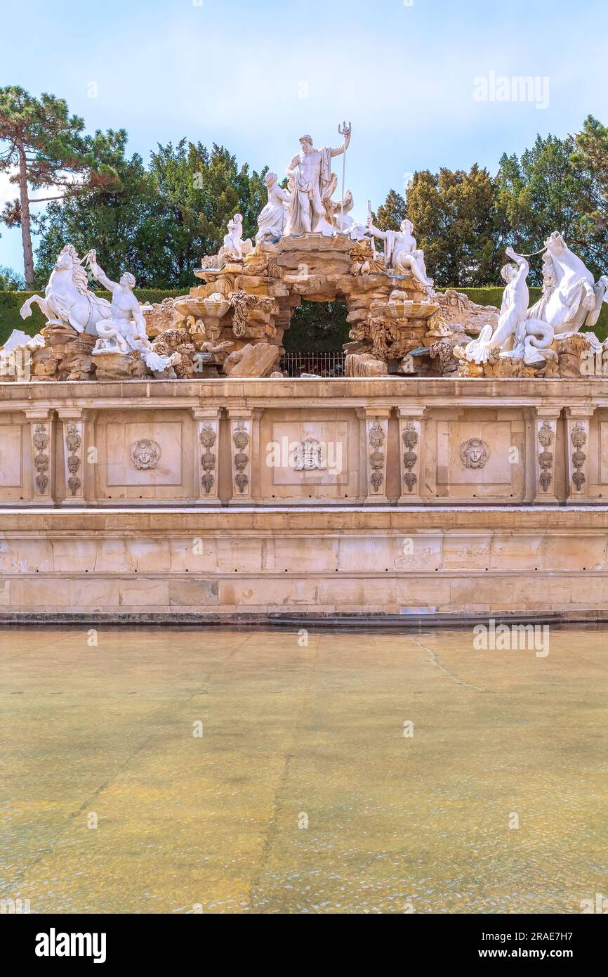 Neptune Fountain at the Schonbrunn park, Vienna, Austria Stock Photo ...