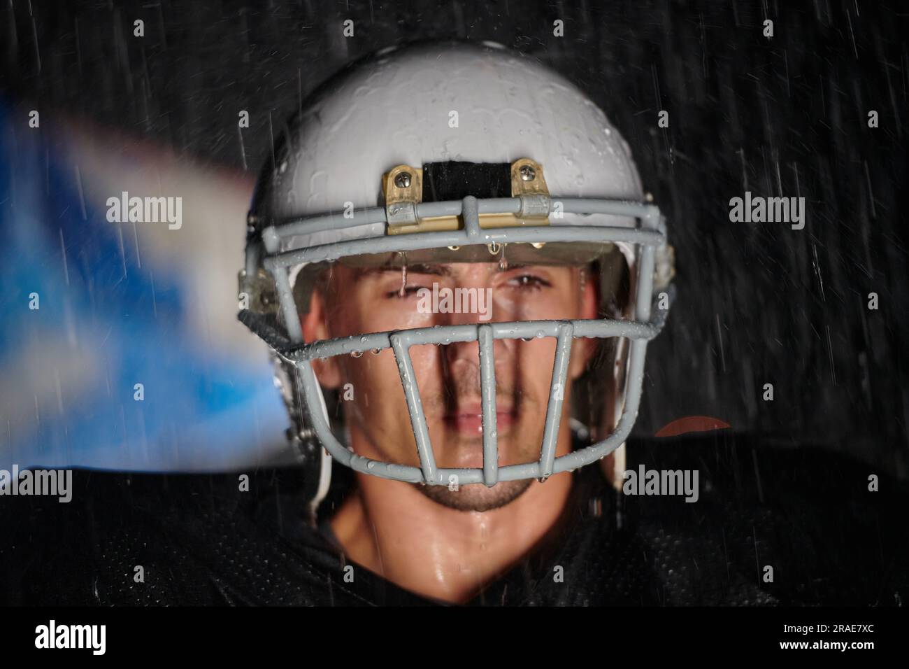 American Football Field: Lonely Athlete Warrior Standing on a Field ...