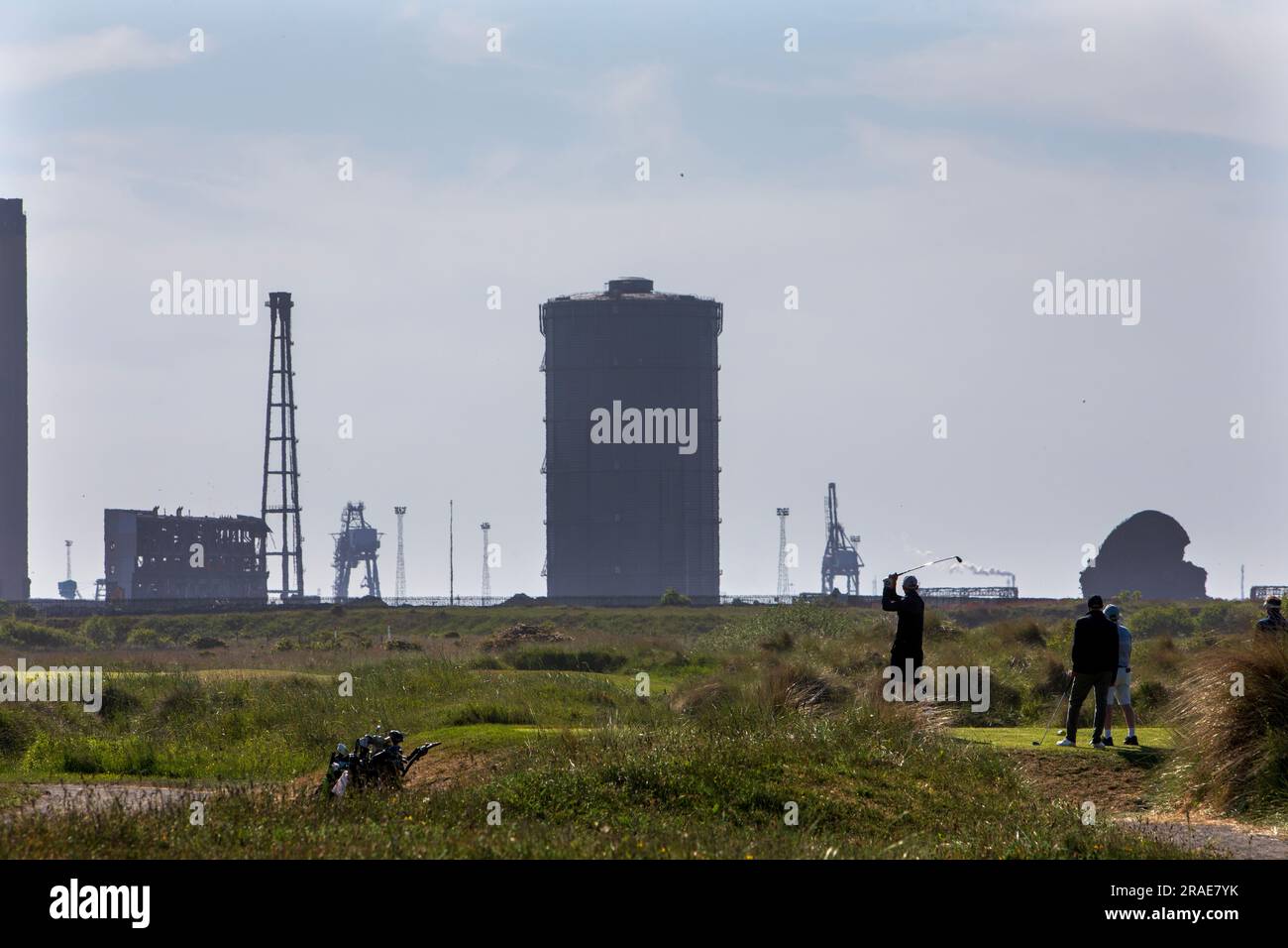 Teesside, North Yorkshire, UK. The Cleveland links golfcourse which ...