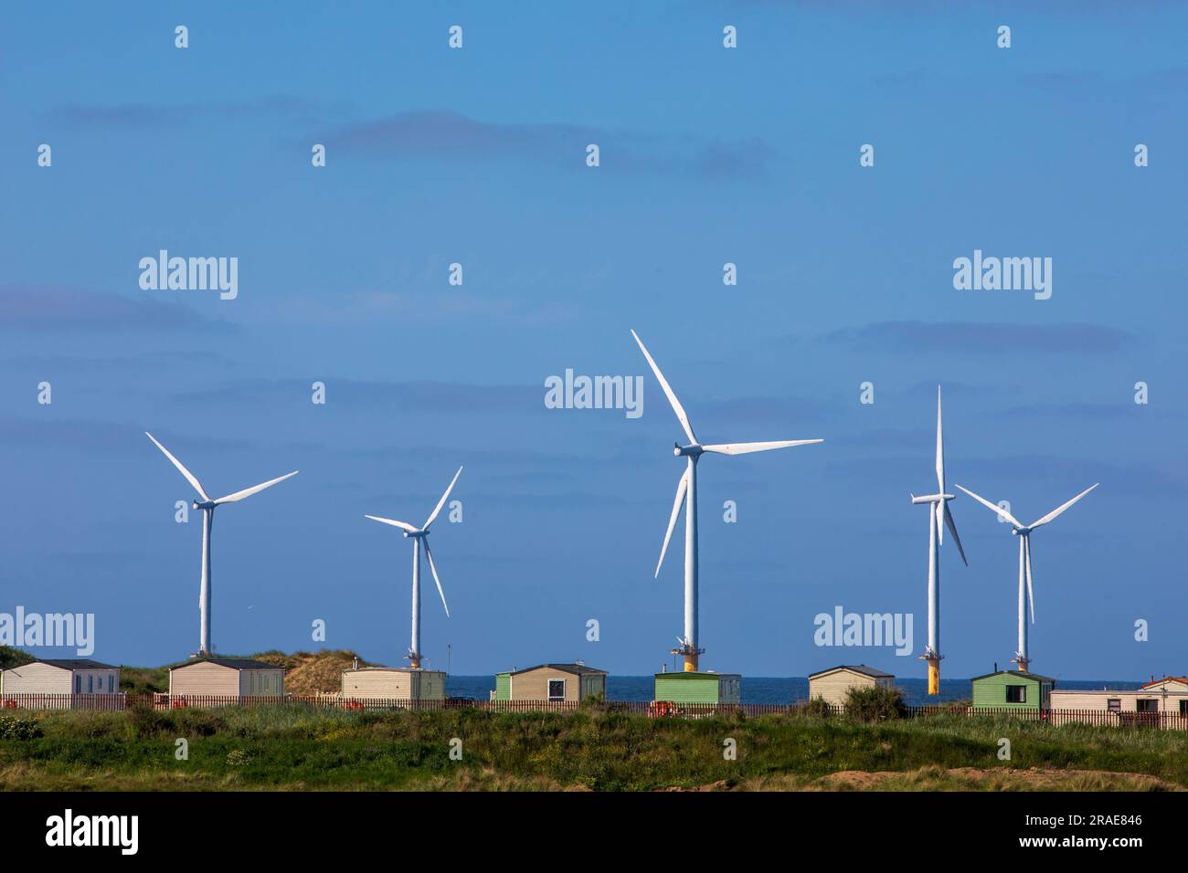 Teesside, North Yorkshire, UK. The Teesside Wind Turbine Farm at the ...