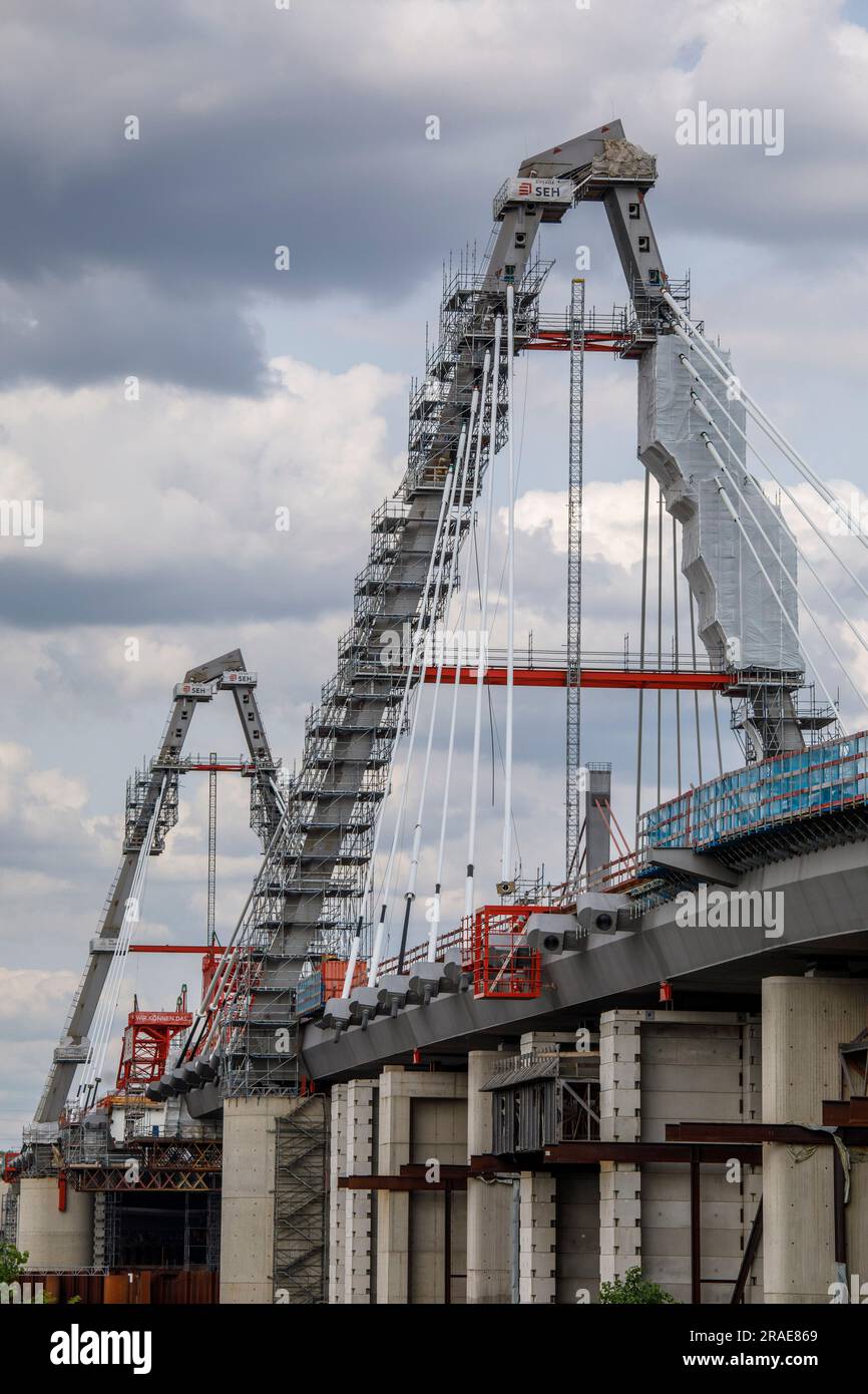 construction site of the new river Rhine bridge of the Autobahn A1 ...