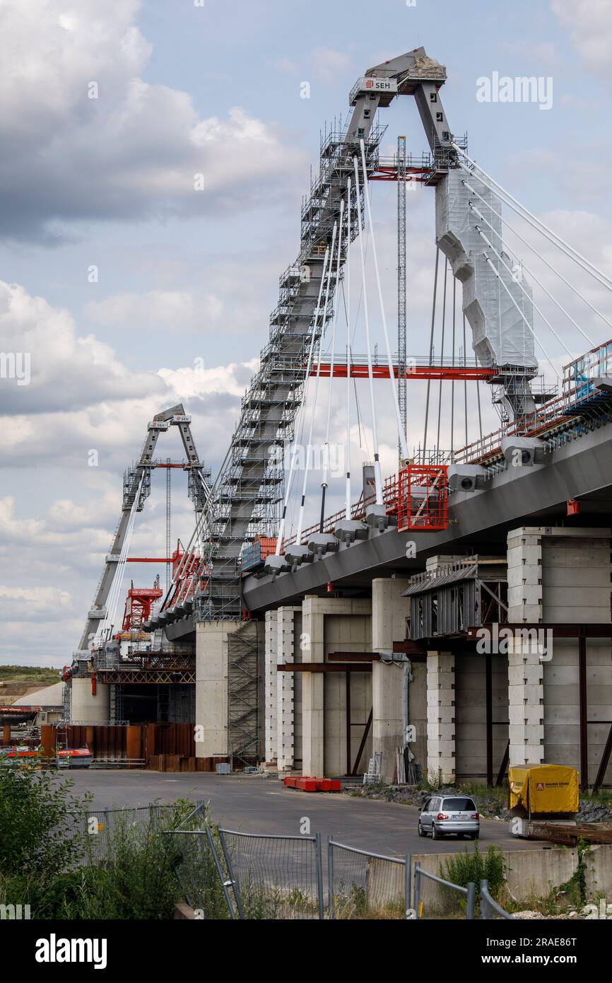 construction site of the new river Rhine bridge of the Autobahn A1 ...