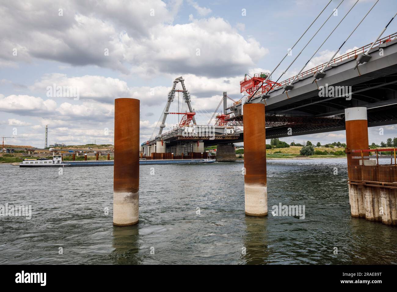 construction site of the new river Rhine bridge of the Autobahn A1 ...