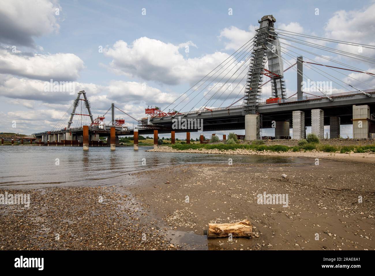 construction site of the new river Rhine bridge of the Autobahn A1 ...