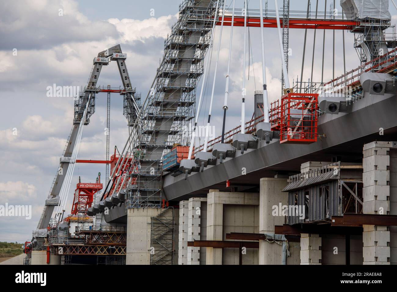 construction site of the new river Rhine bridge of the Autobahn A1 ...