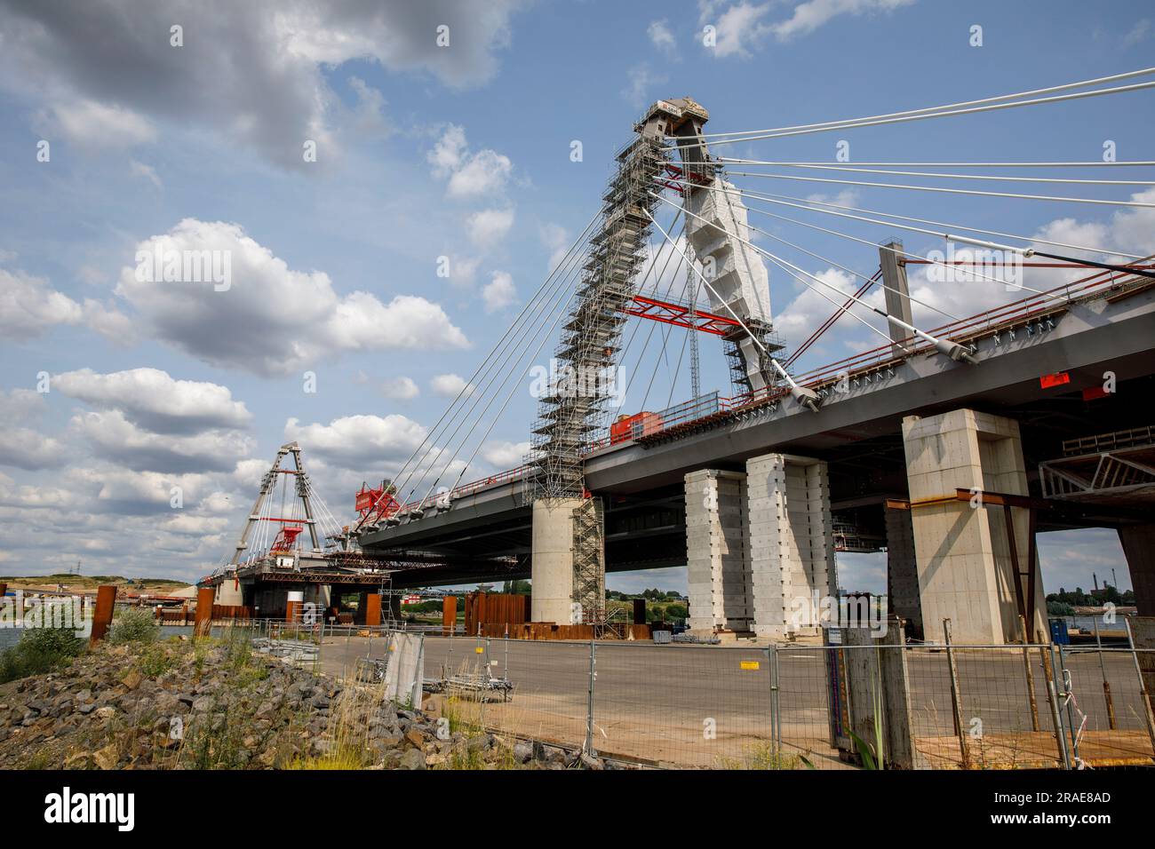 construction site of the new river Rhine bridge of the Autobahn A1 ...