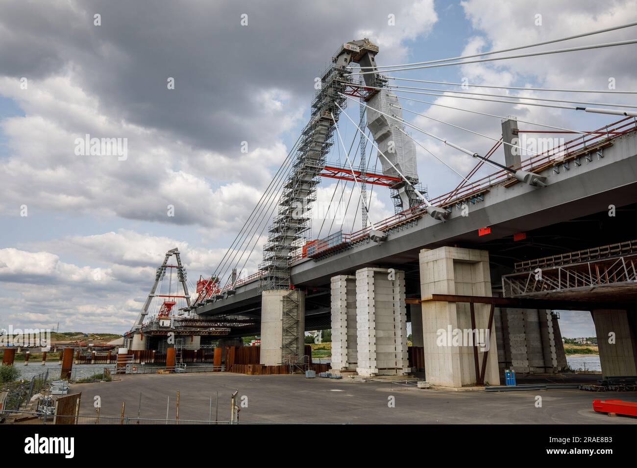 construction site of the new river Rhine bridge of the Autobahn A1 ...