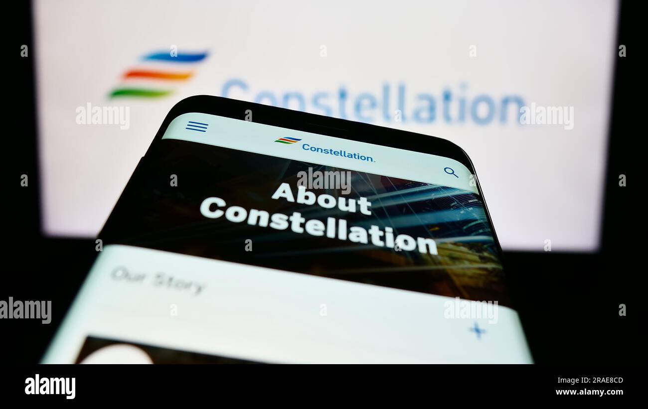 Mobile phone with webpage of US company Constellation Energy ...
