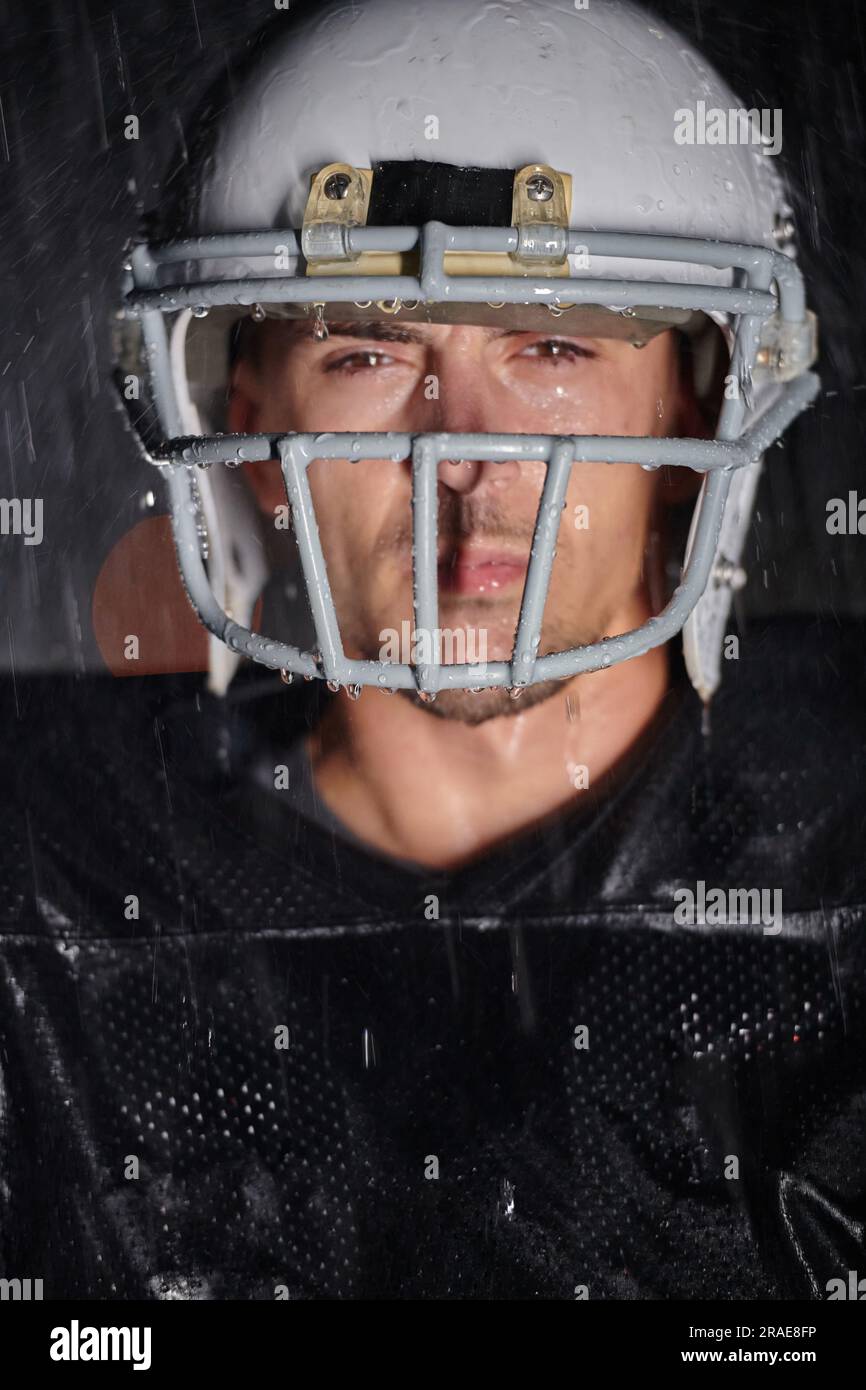 American Football Field: Lonely Athlete Warrior Standing on a Field ...
