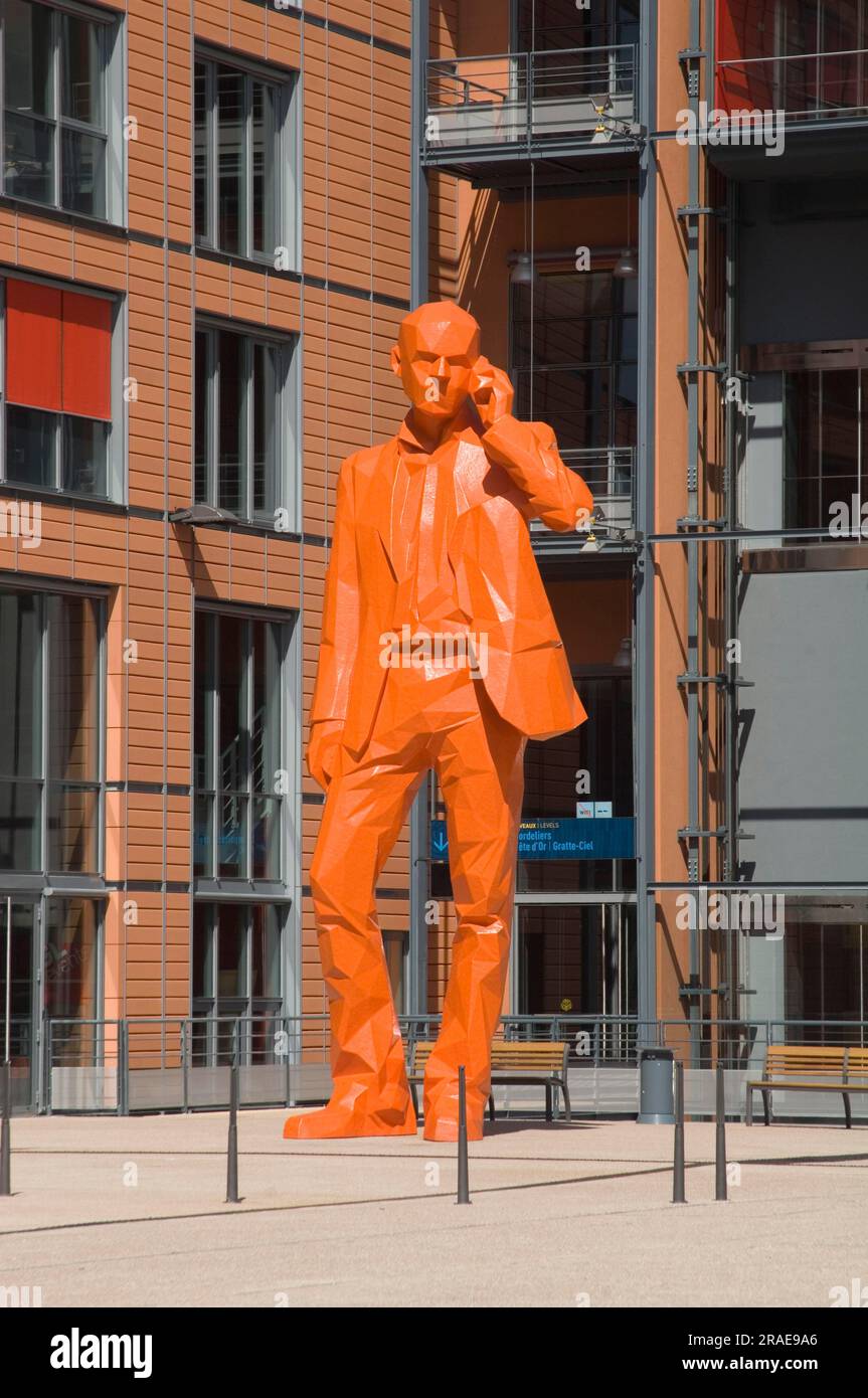 Statue 'Man on the phone', Cite Internationale, new district, Lyon ...