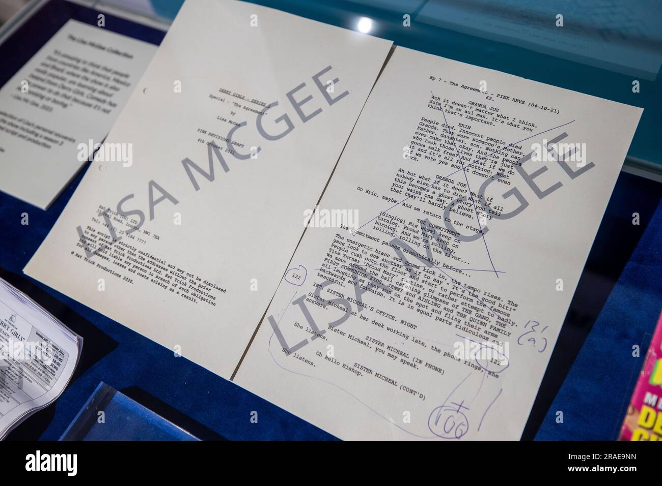 The script of Derry Girls writer and creator Lisa McGee is on display ...