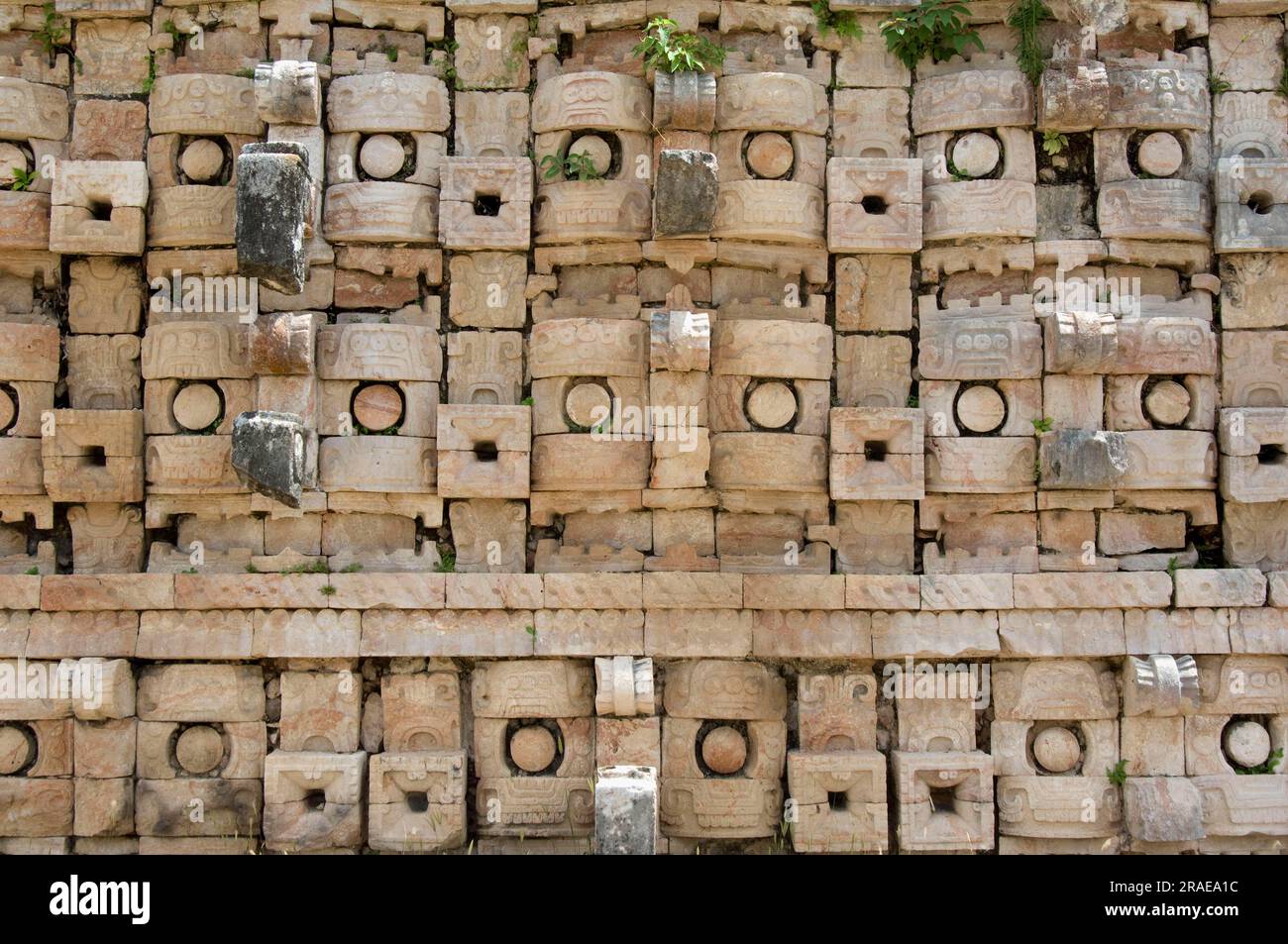 Carved wall, Templo las Mascarones, Codz Poop, Temple of the Masks ...