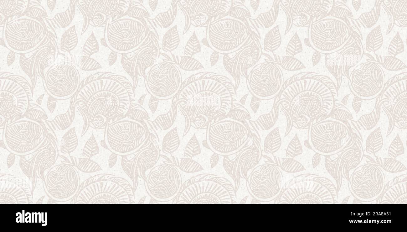 Subtle rustic elegance wedding floral block print linen seamless border ...
