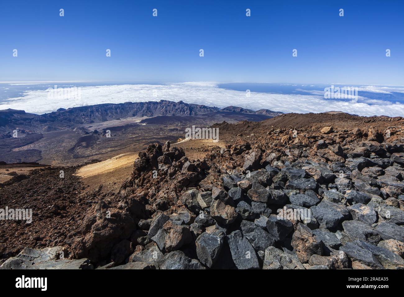 Volcanic Landscape of El Teide-Volcano with old craters, lava fields ...