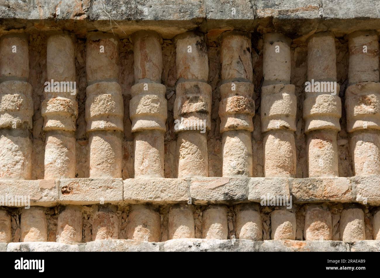 Puuc-style columns, The Great Palace, Sayil, Yucatan, Mexico, Gran ...