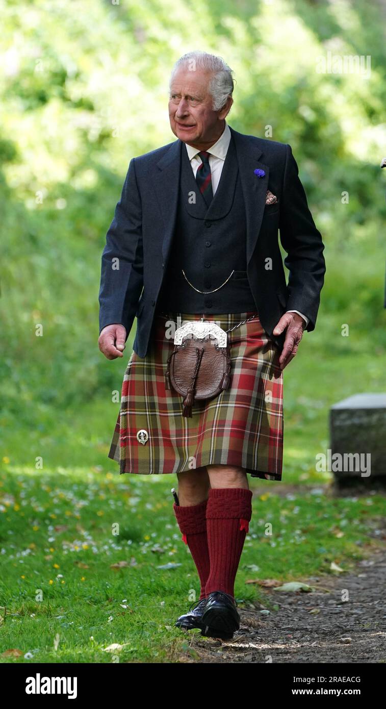 King Charles III during his visit to Kinneil House in Edinburgh ...