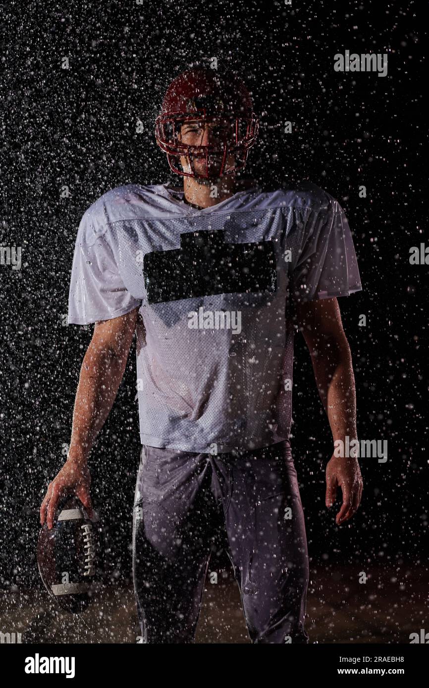 American Football Field: Lonely Athlete Warrior Standing on a Field ...