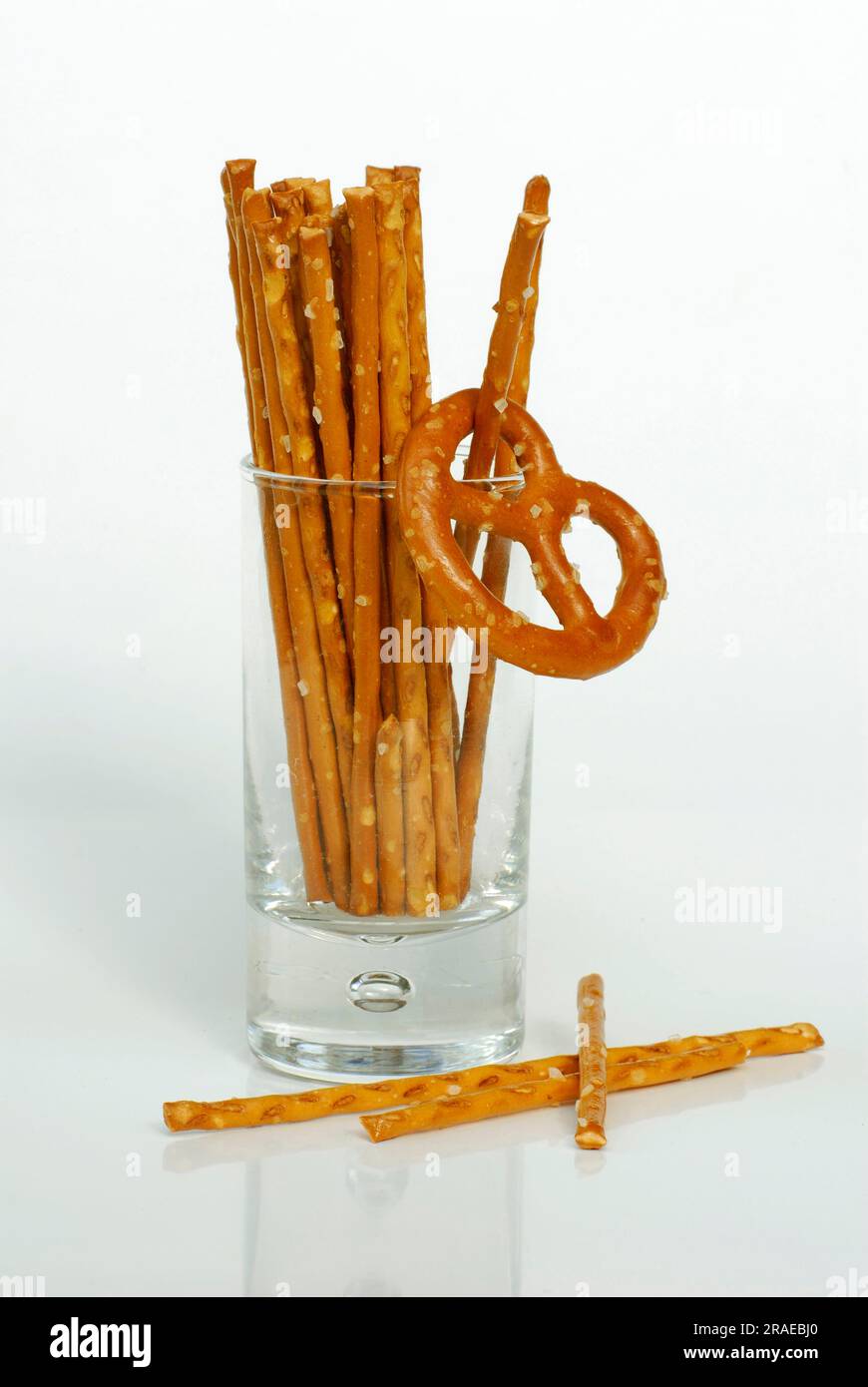 Salt pretzel and salt sticks in glass Stock Photo - Alamy