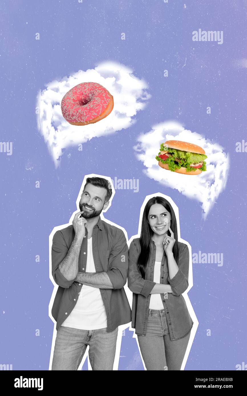 Two friends together collage picture artwork thinking minded dream ...