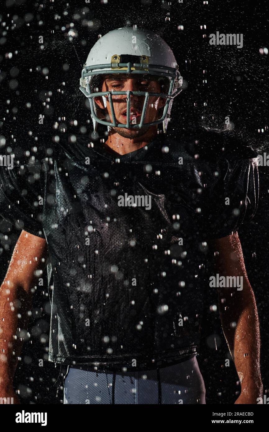 American Football Field: Lonely Athlete Warrior Standing on a Field ...