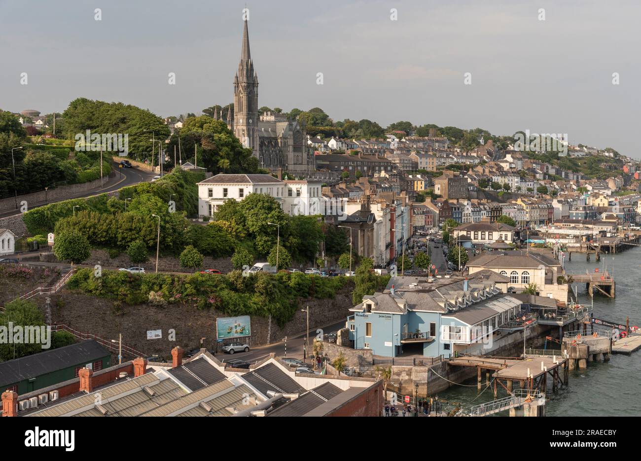Cobh, county Cork, Ireland. 9 June 2023. Overview of the waterfront ...