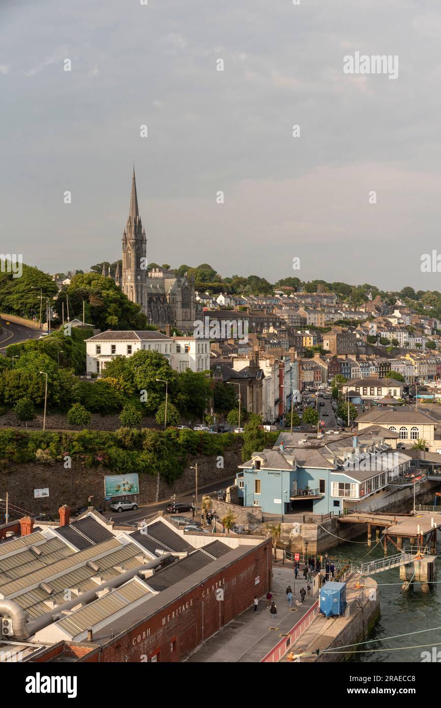 Cobh, county Cork, Ireland. 9 June 2023. Overview of the waterfront ...