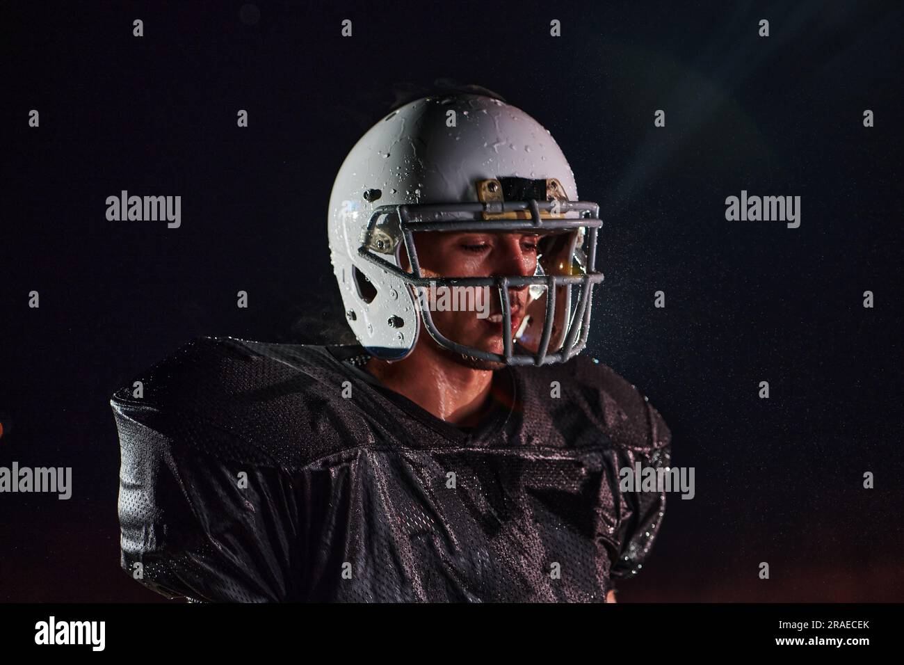 American Football Field: Lonely Athlete Warrior Standing on a Field ...
