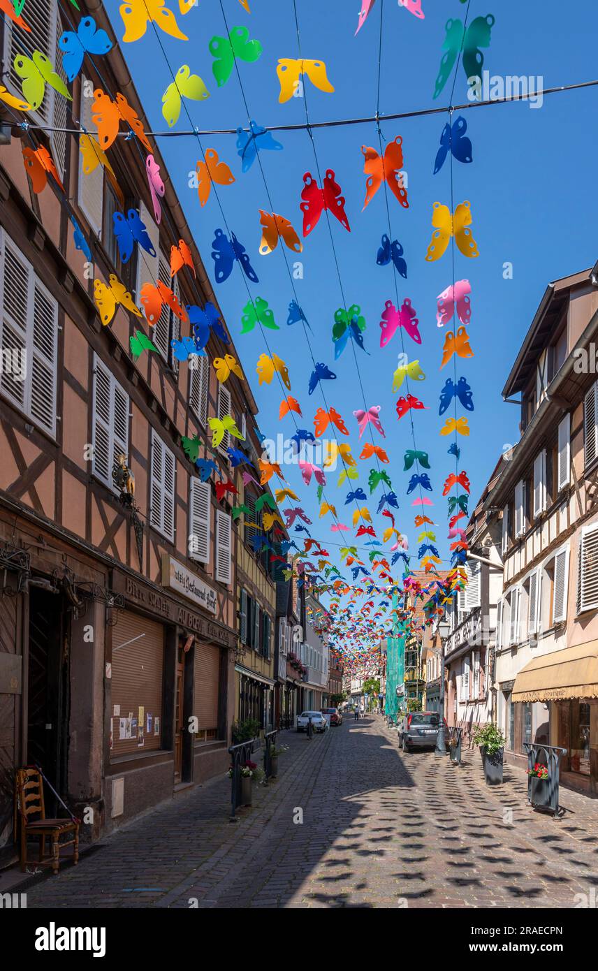 Obernai, France - 06 24 2023: City of Barr. View of a typical Alsatian ...