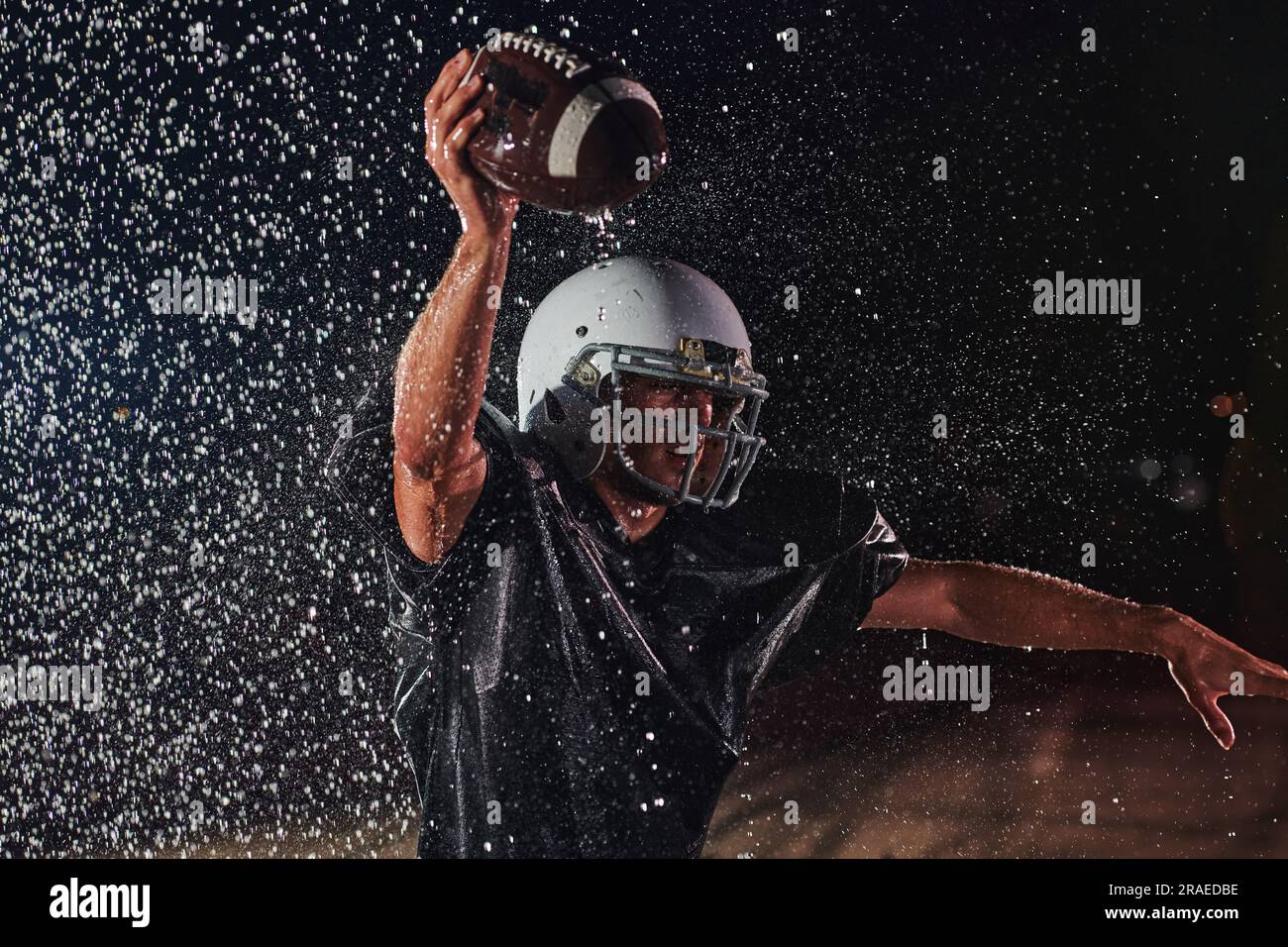 American Football Field: Lonely Athlete Warrior Standing on a Field ...