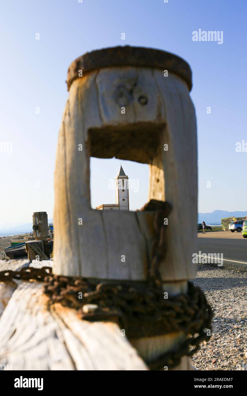 Cabo de Gata, Almeria, Spain- June 17, 2023: The Gata de Gata church ...
