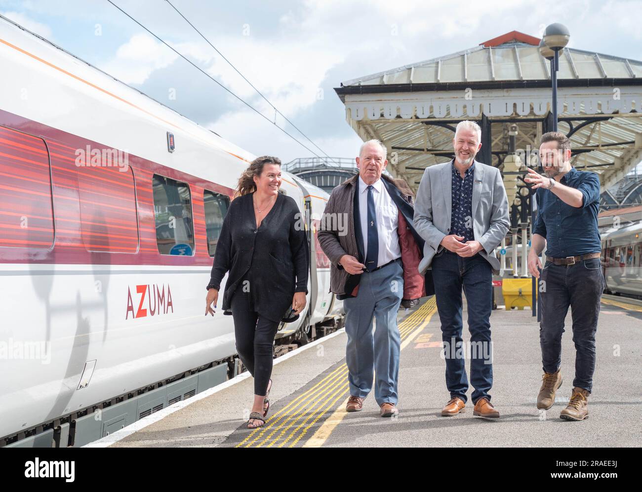 EDITORIAL USE ONLY Rail historian Tim Dunn (right) with Matthew Delaney ...